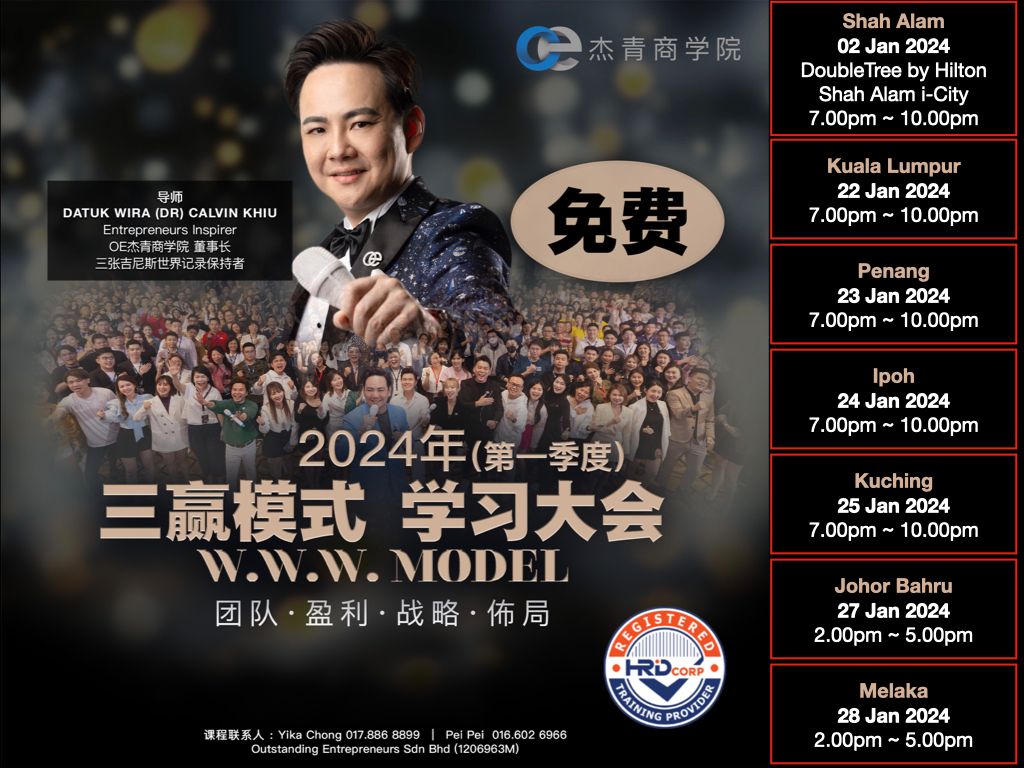 三赢模式学习大会 | 2024年1月 @ DoubleTree by Hilton Shah Alam i-City, MDMT ...